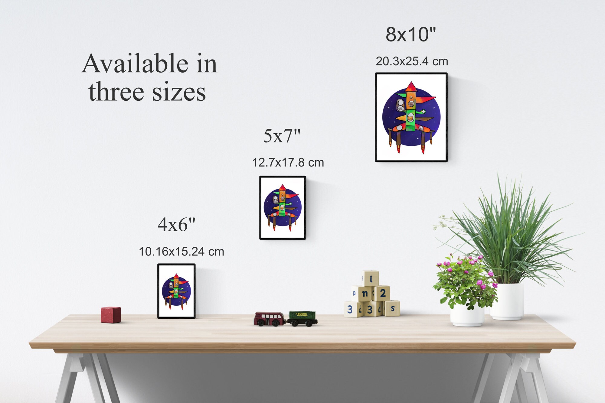 Cat Rocket Wall Art Printable - Space Nursery Decor Poster - Children's ...