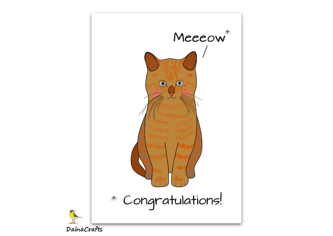 Printable Cat Congratulations Card - Printable Greetings Card - Ginger ...
