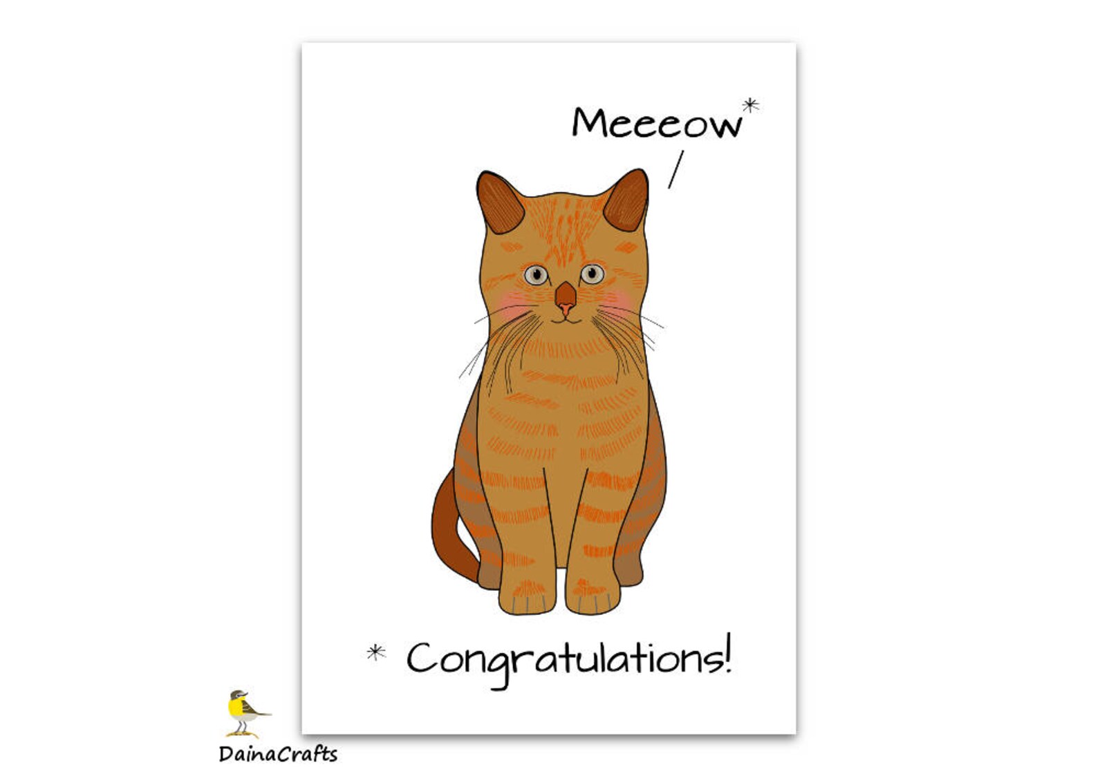 Printable Cat Congratulations Card - Printable Greetings Card - Ginger ...