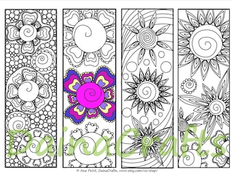 PDF Digital Download Coloring Bookmarks, Flowers Coloring Page ...