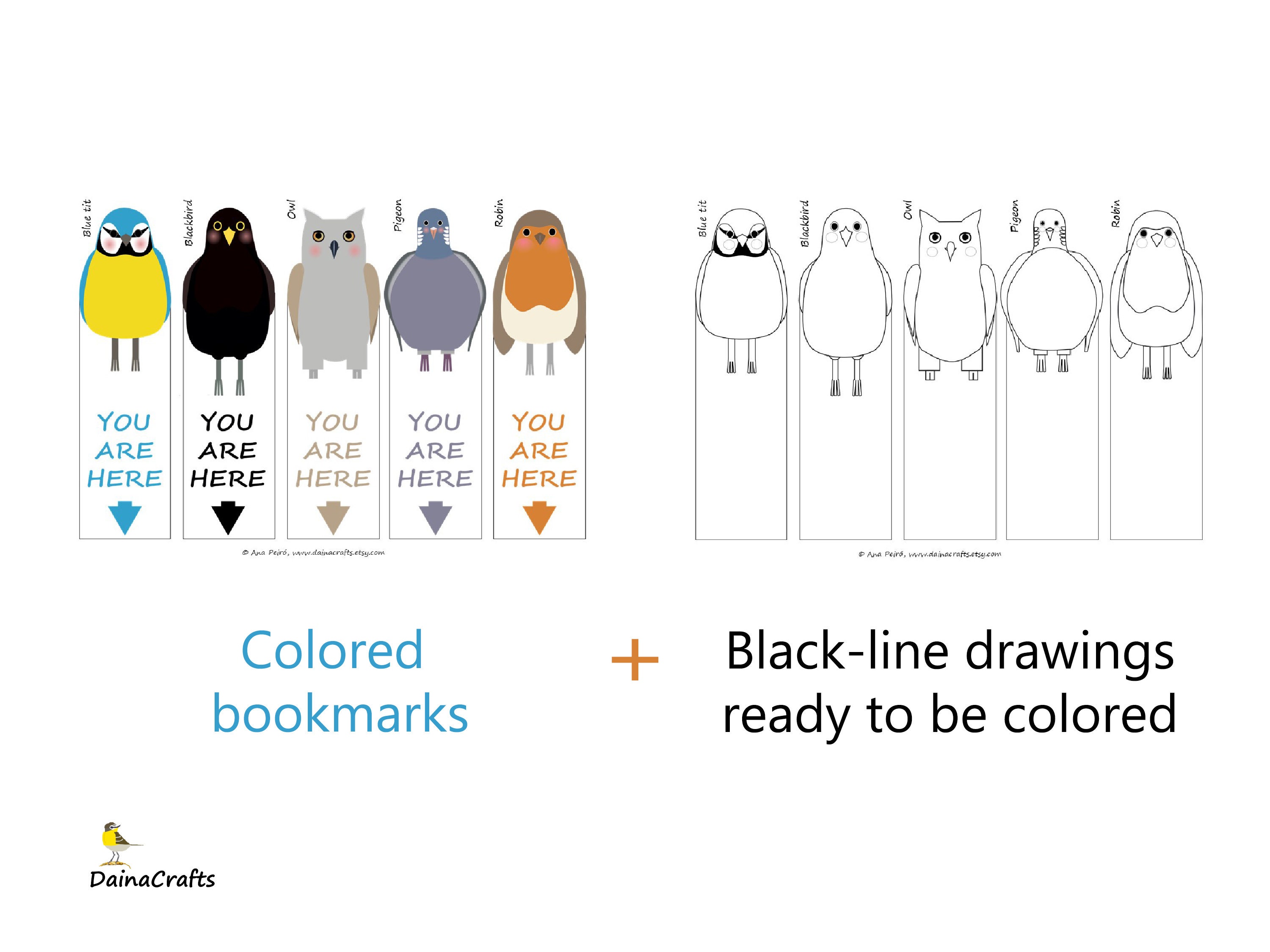 Printable Bird Bookmarks - Cute Bird Bookmarks - Garden Birds - Instant ...