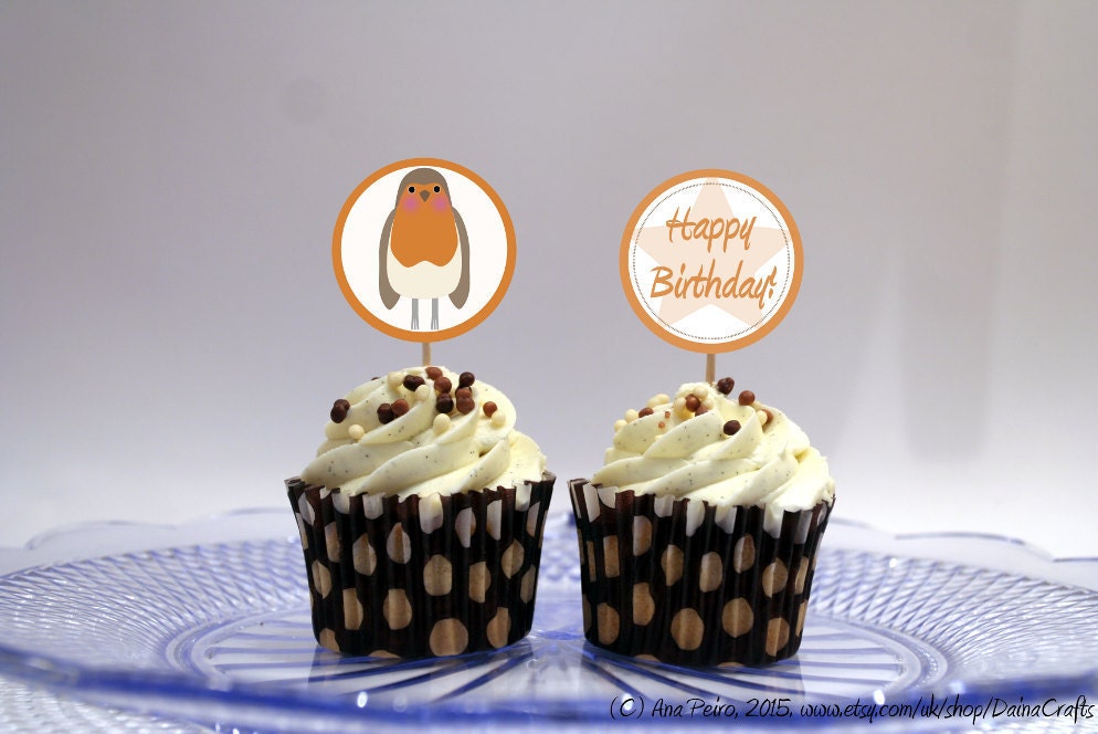 Printable Cupcake Toppers Birds Cupcake Paper Toppers PDF Toppers Birds ...