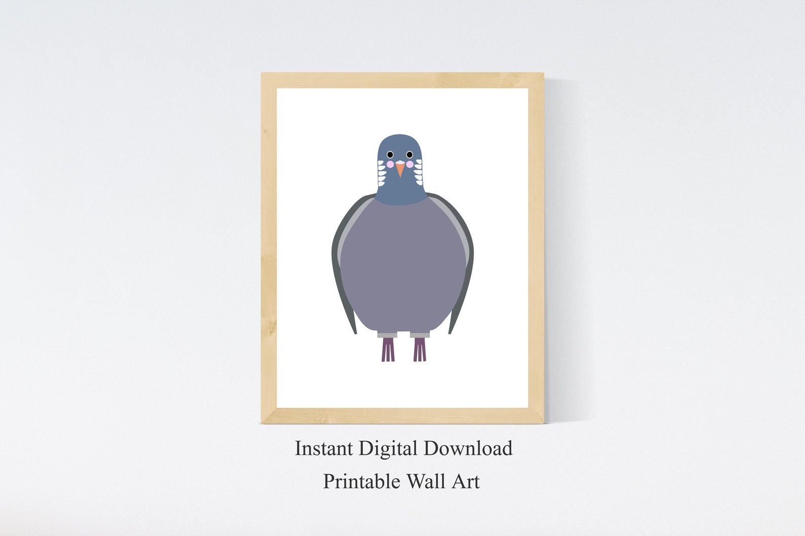 Wood Pigeon Wall Art Printable - Graphic Pigeon Digital Print - Print ...