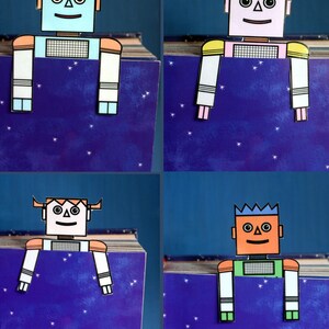 Printable Coloring Robot Bookmarks - Robot Family - Instant Download ...
