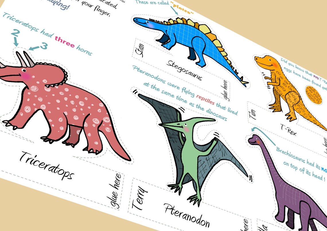 Printable Coloring Dinosaur Finger Puppets - Dinosaur Birthday Party ...
