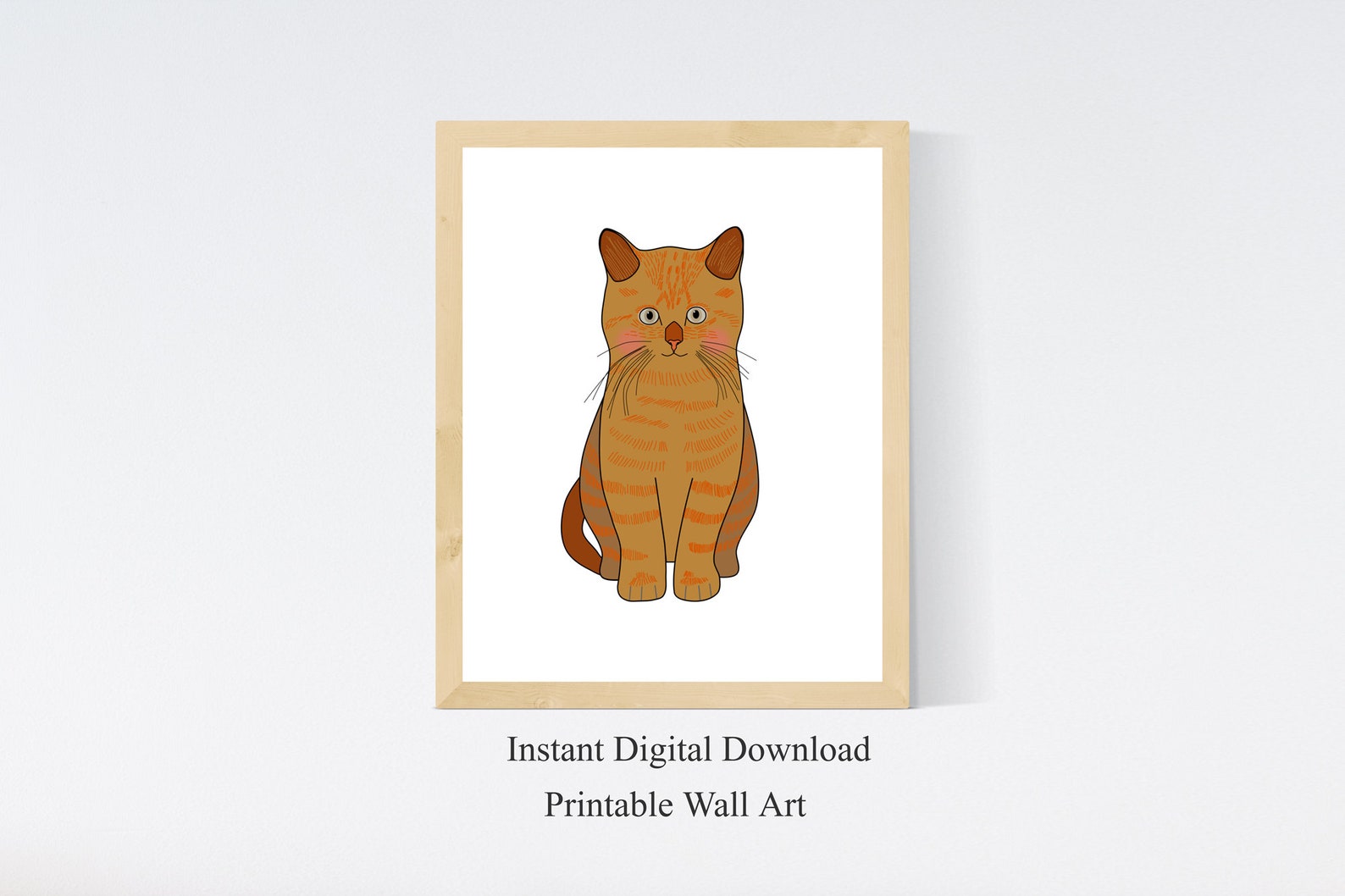 Printable Ginger Cat Wall Art - Digital Cat Print - Print at Home - Cat ...