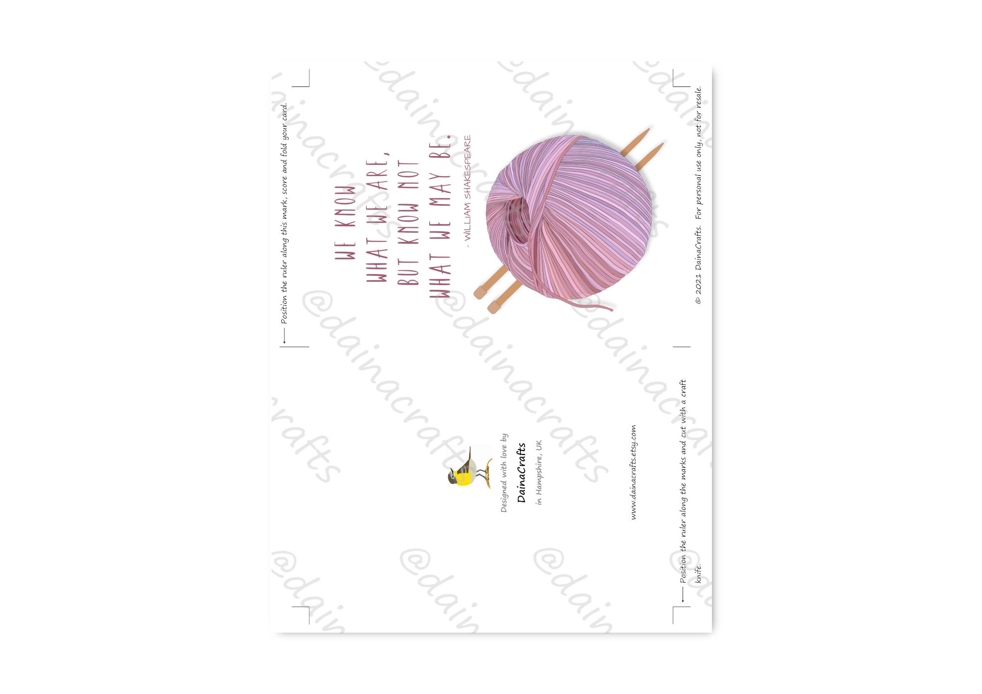Printable Knitting Greeting Card Yarn Lover Card Knitters - Etsy Canada