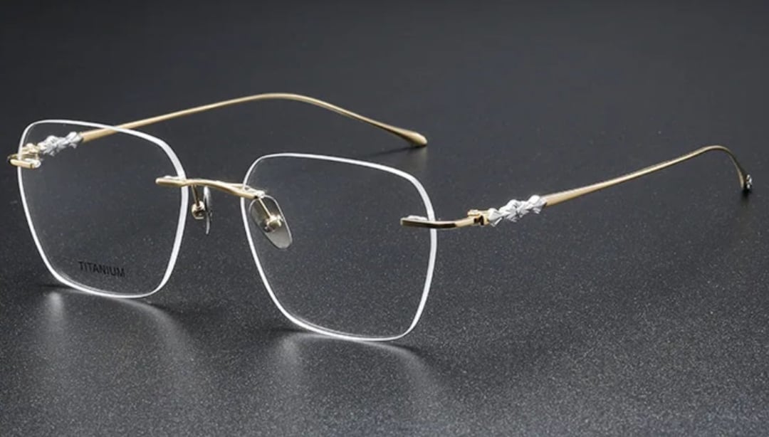 Gold Rimless Glasses Rectangle Minimalist Frameless Eyeglass Frames ...