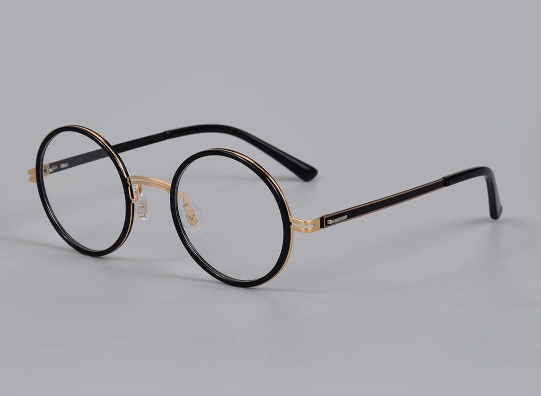 Round Retro Glasses 45mm Retro Frames Black Gold Circle - Etsy