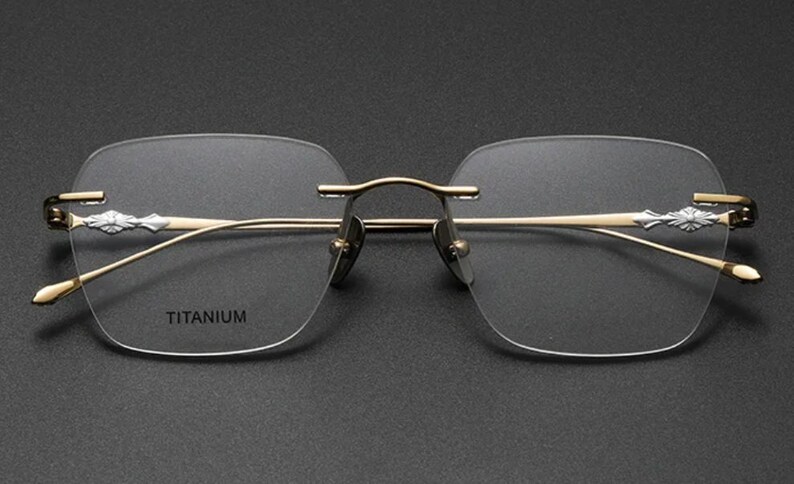 Gold Rimless Glasses Rectangle Minimalist Frameless Eyeglass Frames ...