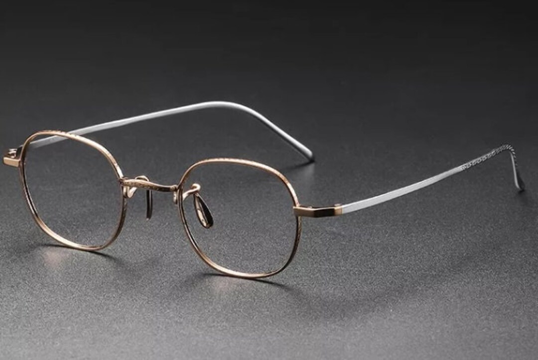 Gold Silver Rectangle Glasses Square Eyeglass Frames Mens Womens Retro ...