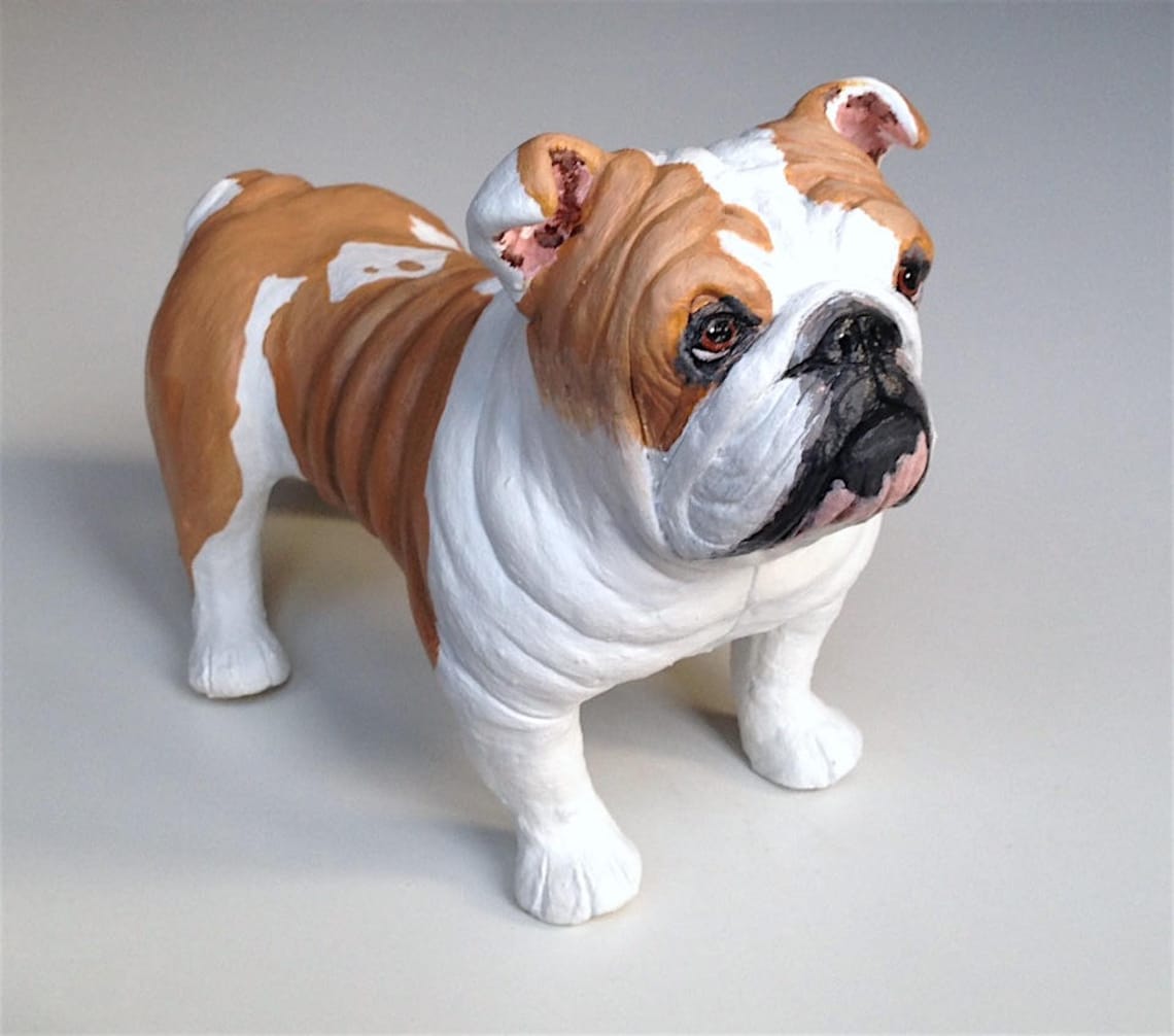 English Bulldog Pet Memorial Urn Clay Sculpture Bulldog - Etsy UK