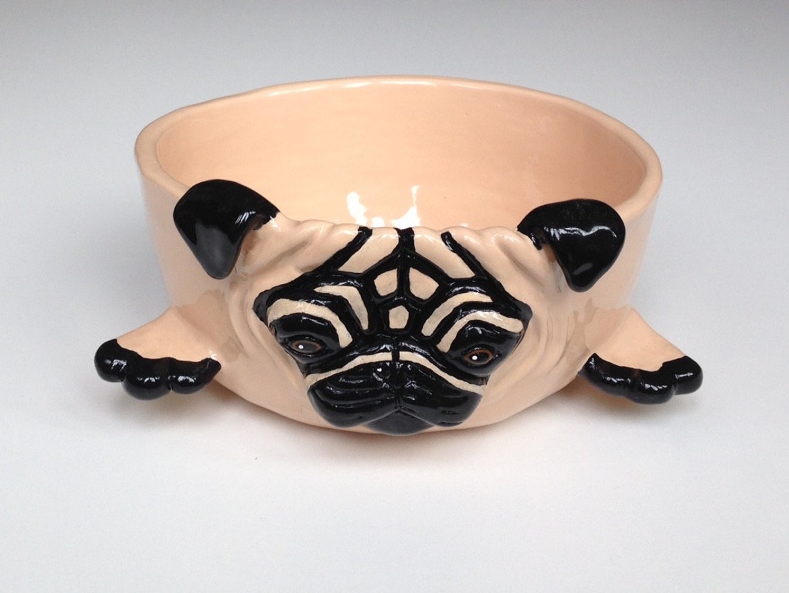 Personalized Dog Bowl Pug Ceramic Dog Bowl Personalised Dog - Etsy