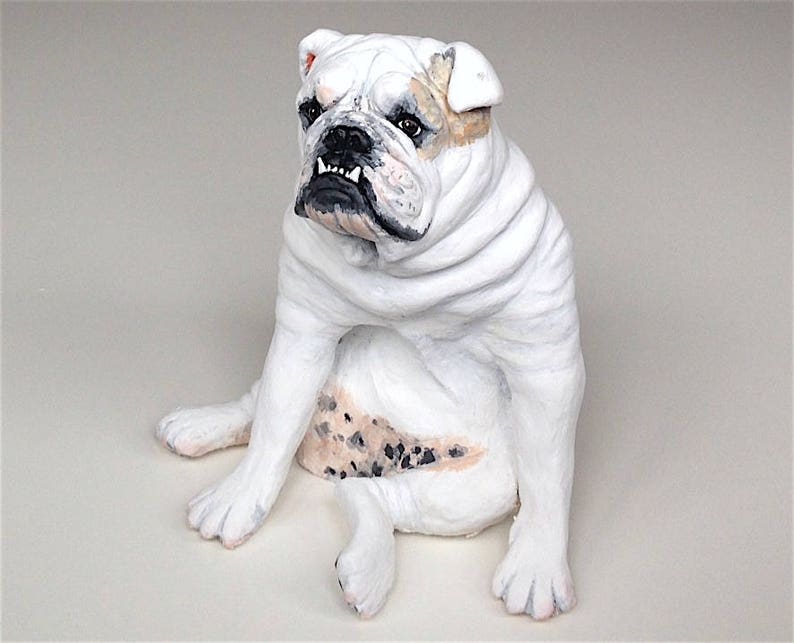 English Bulldog Pet Memorial Clay Sculpture Bulldog Statue | Etsy