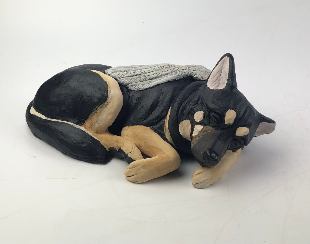 Custom Clay Pet Sculpture: Dog Memorial Portrait With Angel Wings - Etsy