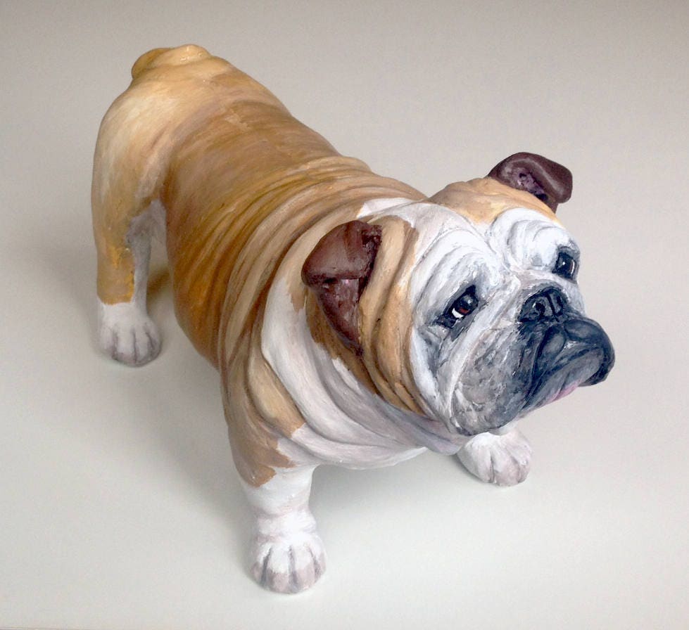 English Bulldog, Clay Sculpture, Bulldog Statue, Pet Memorial, English ...