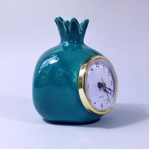 Dark Turquoise Pomegranate Clock, Table Clock, Desk Clock, Ceramic ...
