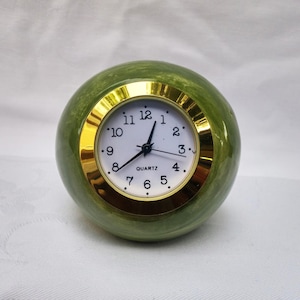 Small Desk Clock, Ball Shaped Green Ceramic Table Clock, Green Ceramic ...