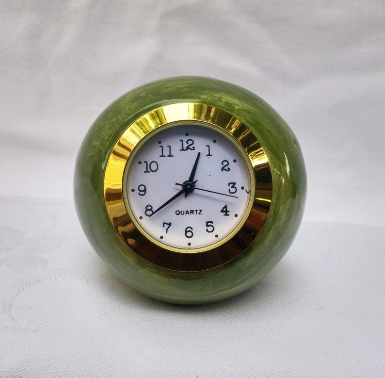 Small Desk Clock Ball Shaped Green Ceramic Table Clock Green - Etsy
