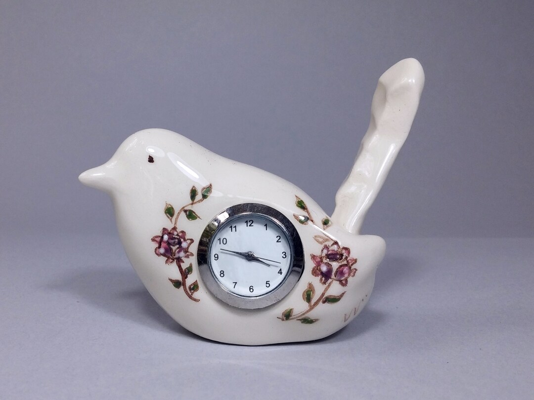 Small Desk Clock or a Ceramic Bird Table Clock. A Retro Style Desk ...