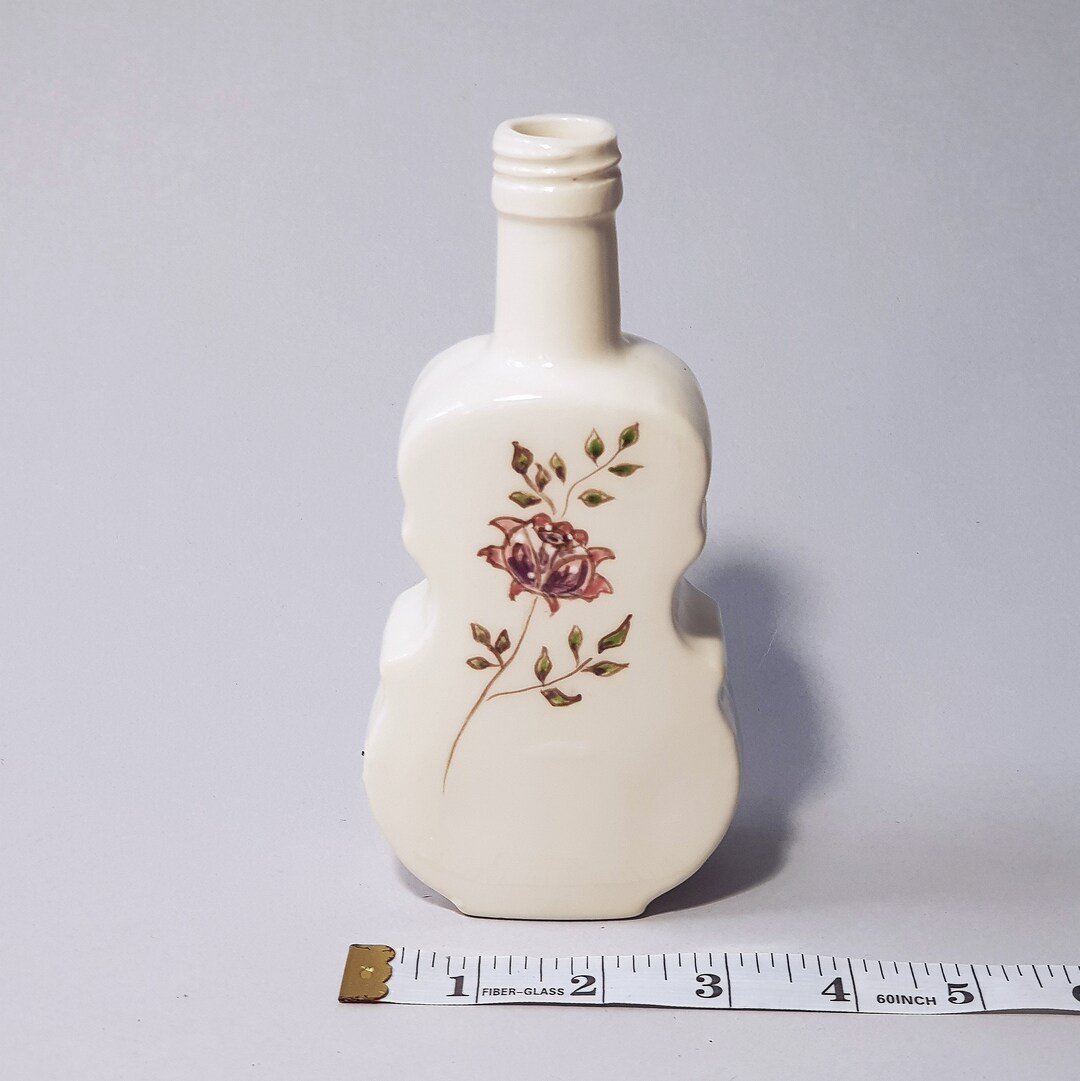 Ceramic Small Vase, a White Violin Shaped Bud Vase With Retro Vintage ...