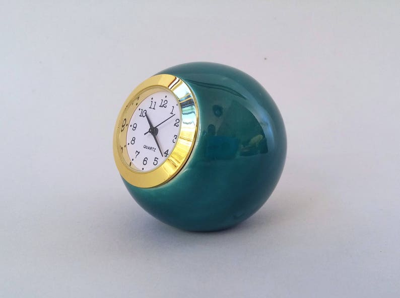 Ball Shaped Dark Turquoise Ceramic Table Clock Small Desk - Etsy