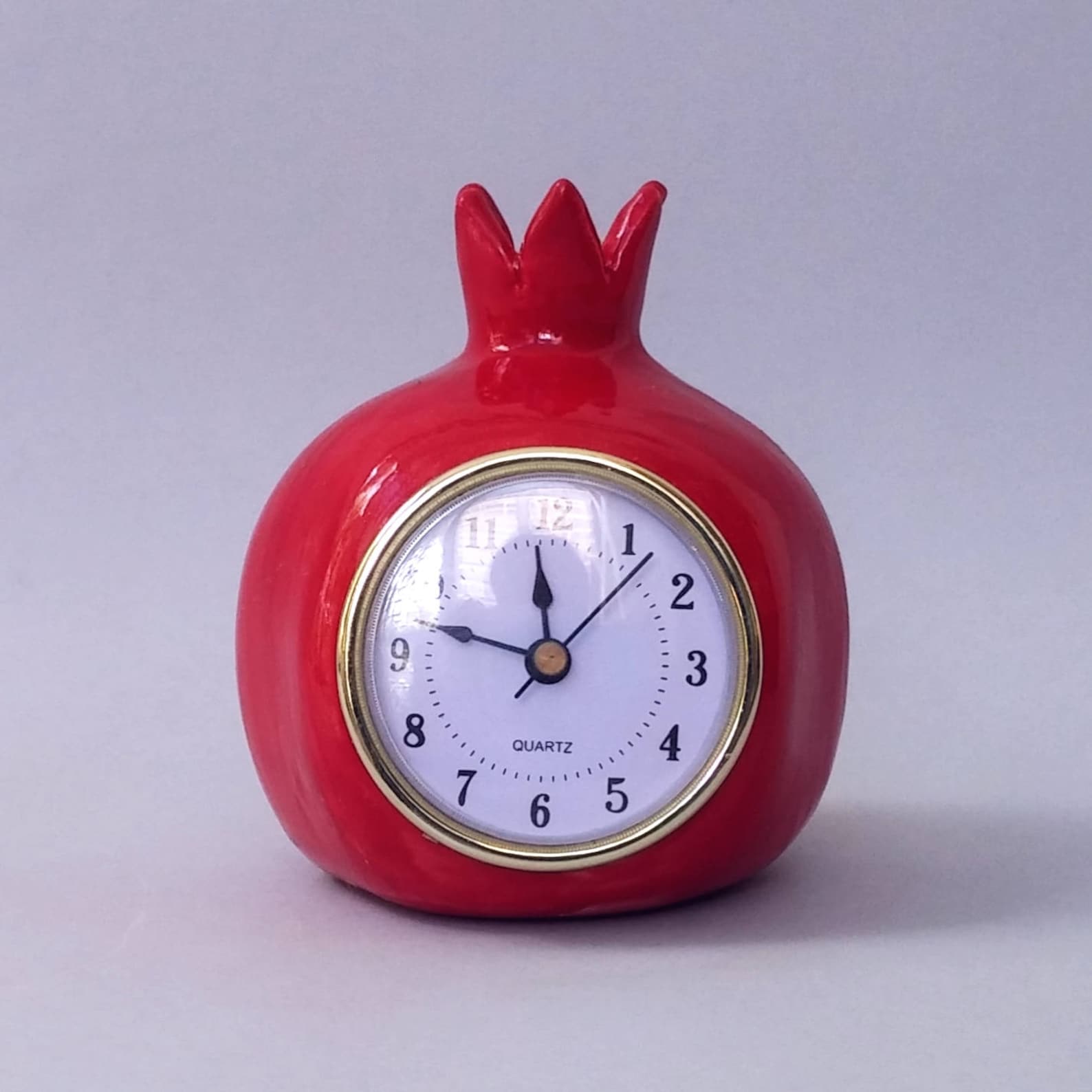Red Pomegranate Clock, Table Clock, Desk Clock, Ceramic Clock, Retro ...