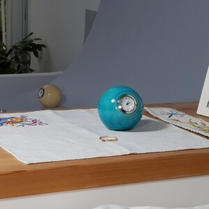 Turquoise Desk Clock, Small Table Clock, Desk Accessories, Ceramic Ball ...