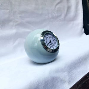 Small Desk Clock, Ball Shaped Baby Blue Ceramic Table Clock, Baby Blue ...