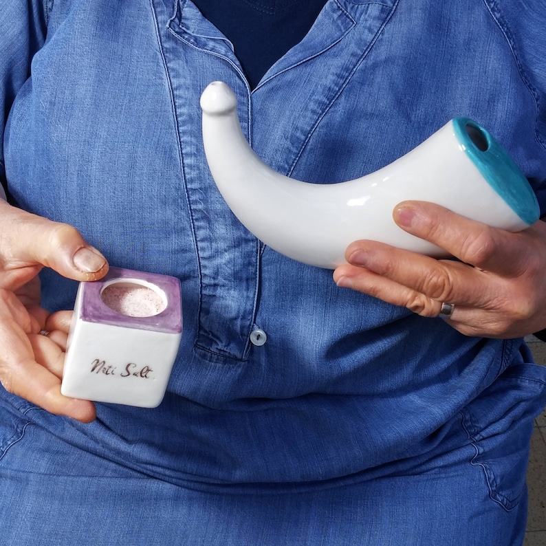 Ceramic Neti Pot for Sinus Rinse White Ceramic Neti Pot for - Etsy