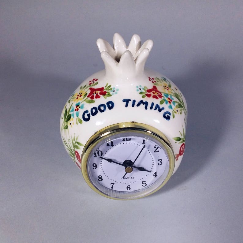 Desk Clock Table Clock White Ceramic Pomegranate Clock Ceramic | Etsy