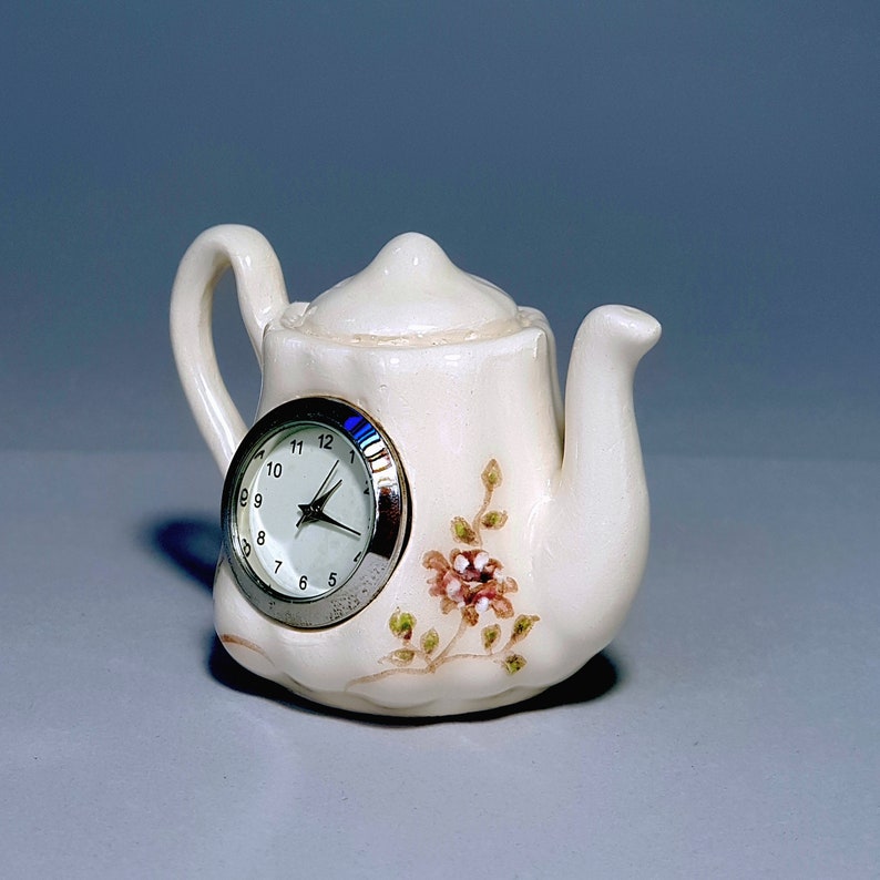 Miniature Teapot Clock Vintage Table Clock Small Desk Clock | Etsy