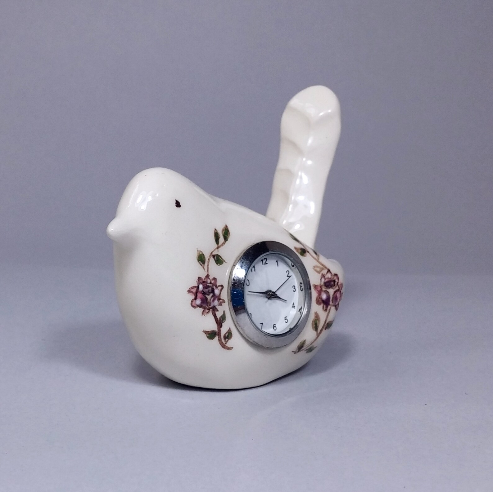 Small desk clock or a ceramic bird table clock. A retro style | Etsy