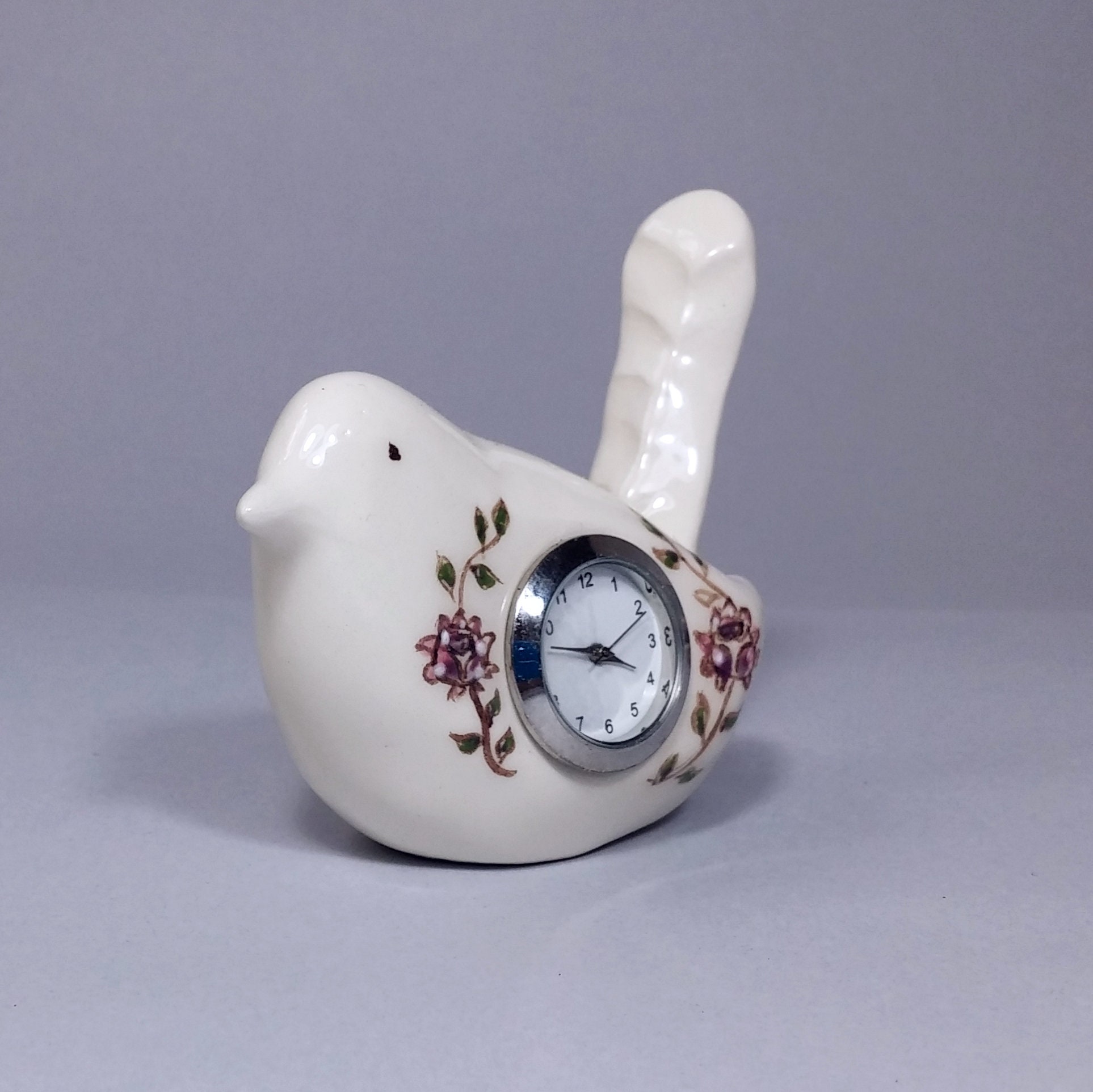 Small Desk Clock or a Ceramic Bird Table Clock. A Retro Style Desk ...