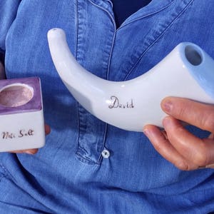 Neti Pot, Ceramic Neti Pot for Sinus Rinse, Custom White Ceramic Neti ...