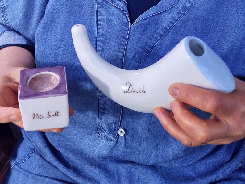 Neti Pot Ceramic neti pot for sinus rinse Custom white | Etsy