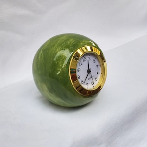 Small Desk Clock, Ball Shaped Green Ceramic Table Clock, Green Ceramic ...