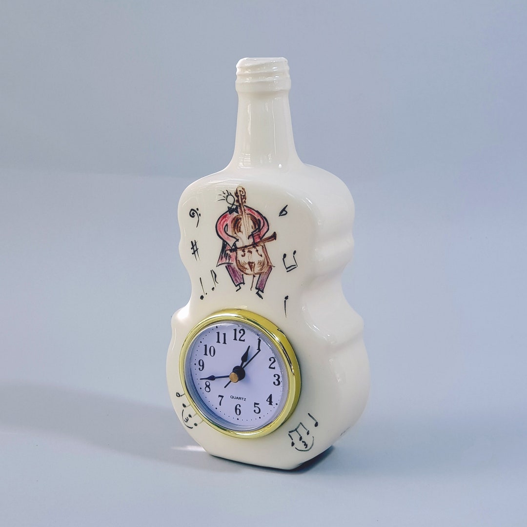 Music Clock, Violin Clock. A White Ceramic Table Clock in Shape of a ...