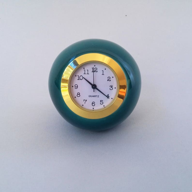 Ball Shaped Dark Turquoise Ceramic Table Clock Small Desk - Etsy
