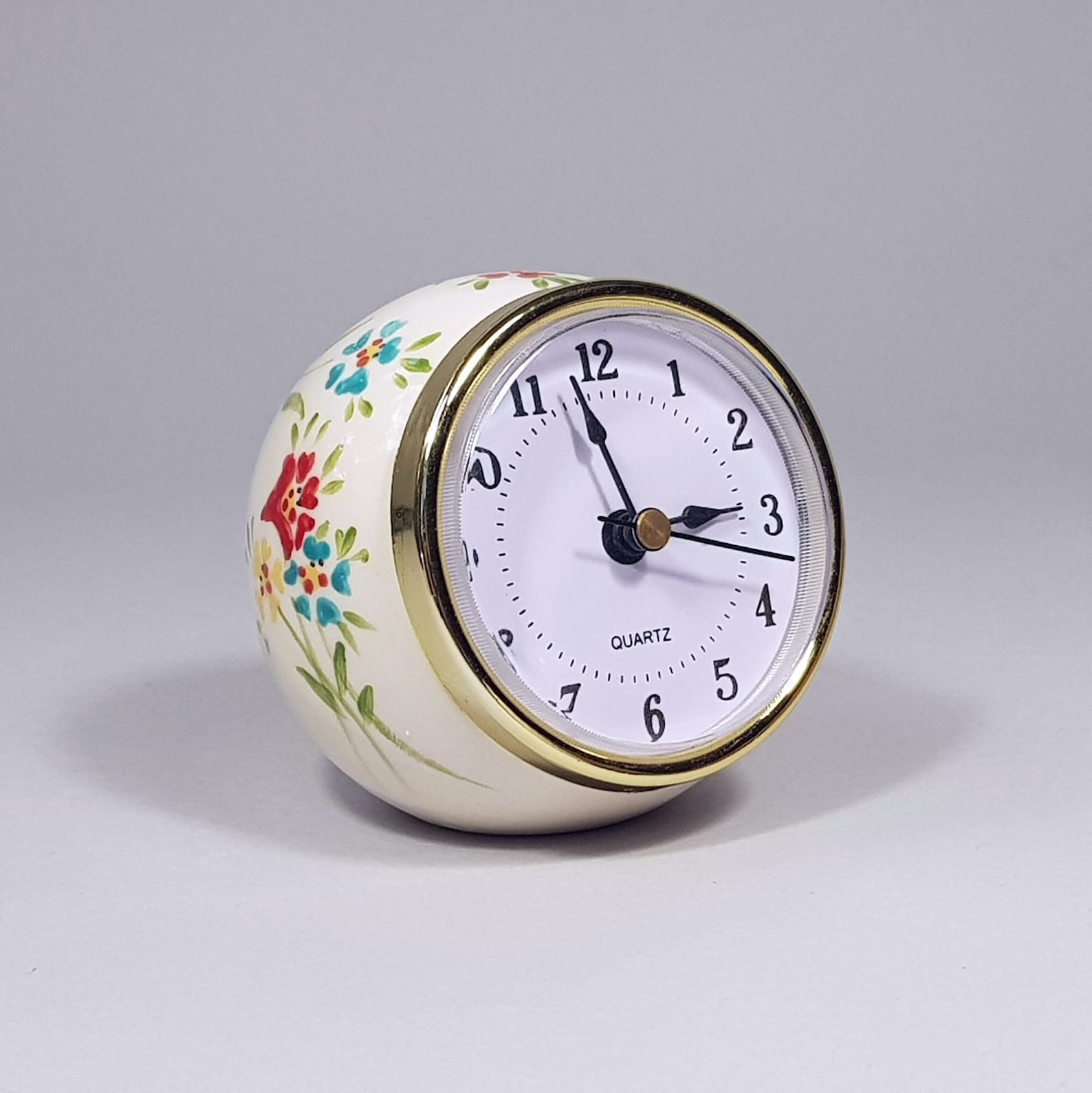 Small Desk Clock in a Ceramic Floral Ball, Custom Table Clock - Etsy