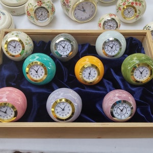 Turquoise Desk Clock, Small Table Clock, Desk Accessories, Ceramic Ball ...