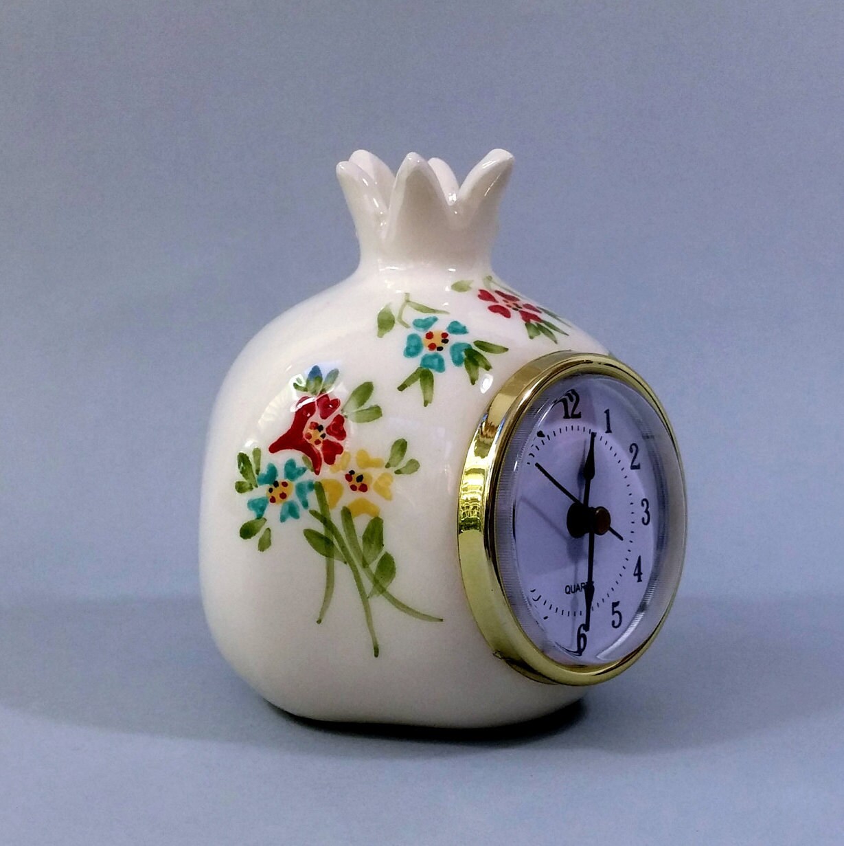 Desk Clocks, Ceramic Pomegranate Clock, Retro Desk Clock Newly Handmade ...