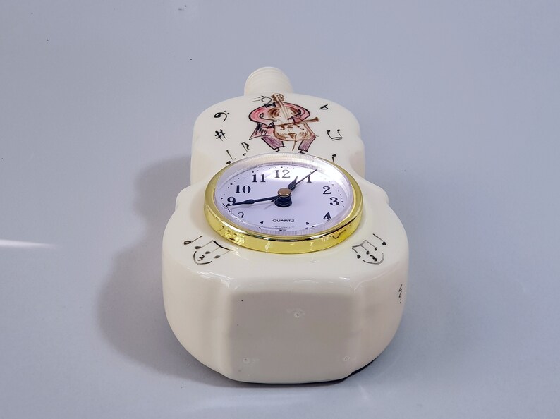 Music Clock Violin Clock. A White Ceramic Table Clock in - Etsy
