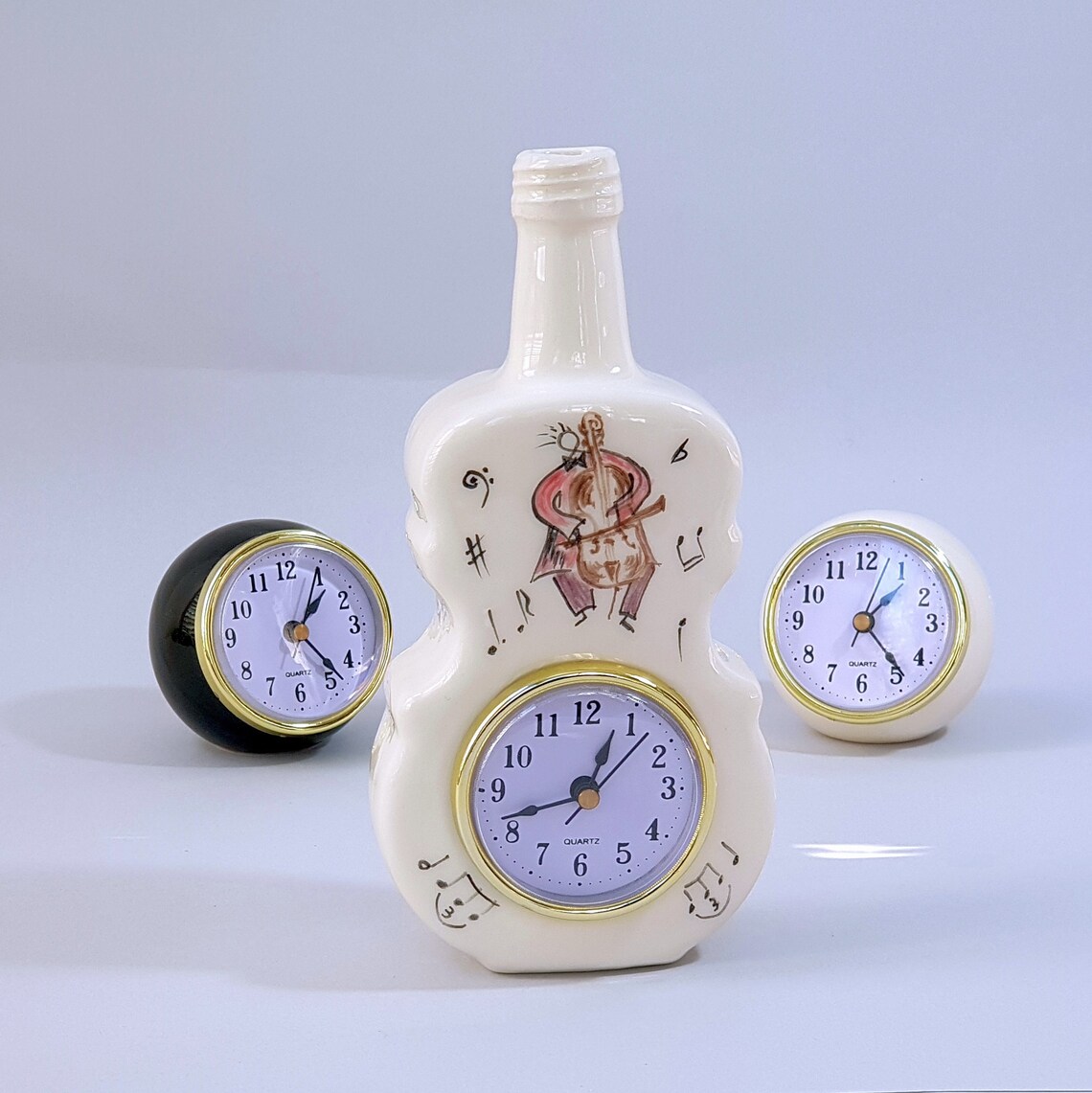 Music Clock Violin Clock. A White Ceramic Table Clock in - Etsy