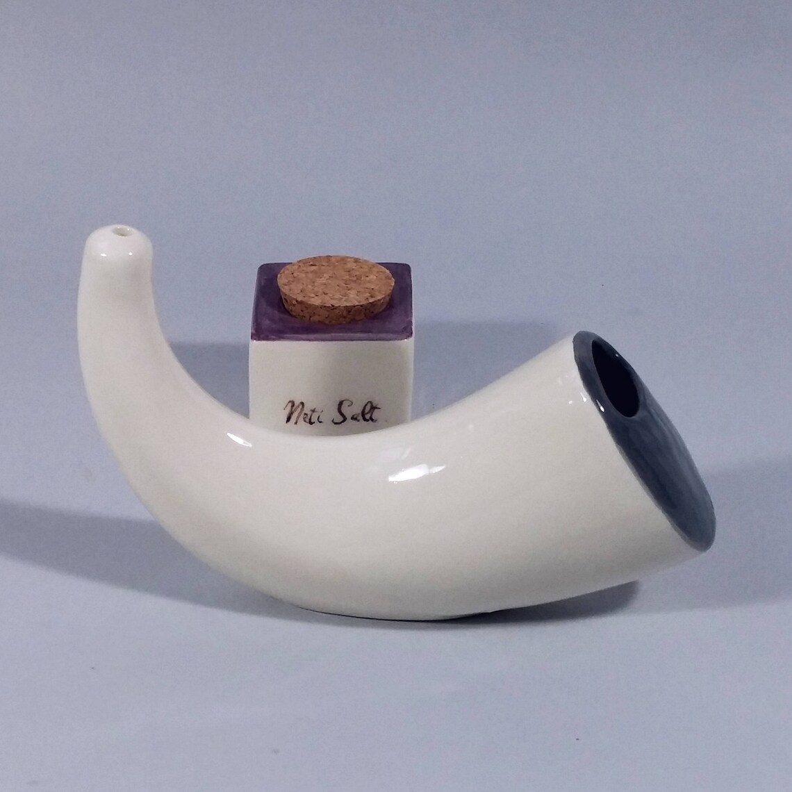 White ceramic neti pot gray Neti pot Ceramic neti pot for | Etsy