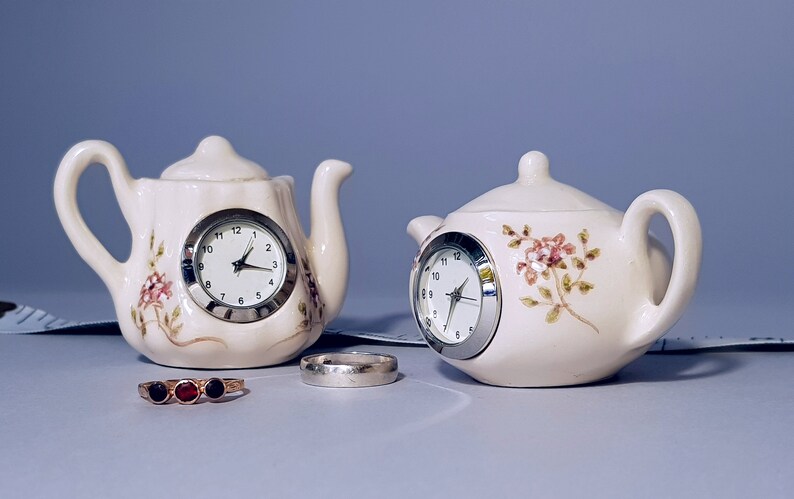 Miniature Teapot Clock Vintage Table Clock Small Desk Clock | Etsy