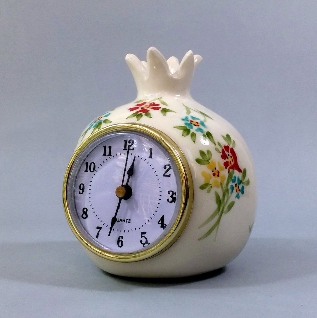 Desk Clocks, Ceramic Pomegranate Clock, Retro Desk Clock Newly Handmade ...