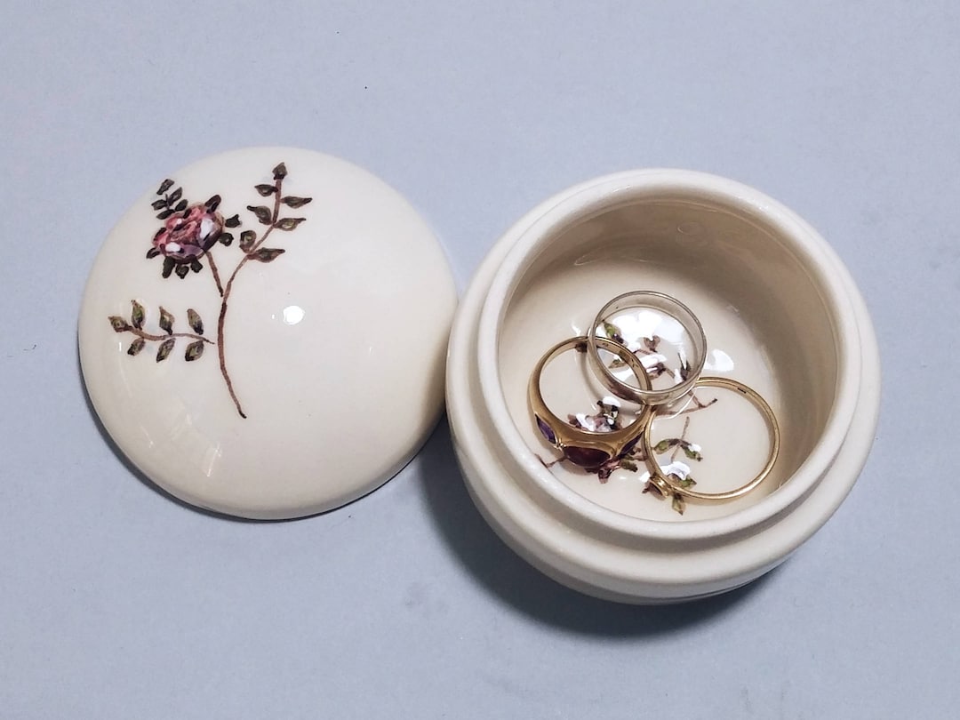 Ceramic Ring Box, Small Ring Dish, Wedding Ring Box, White Ceramic ...