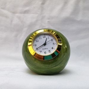 Small Desk Clock, Ball Shaped Green Ceramic Table Clock, Green Ceramic ...