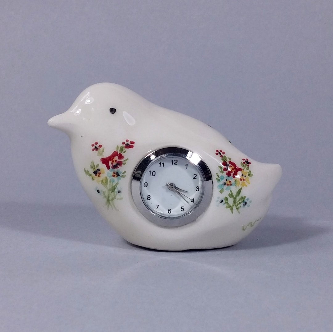 Small Desk Clock or a Ceramic Bird Table Clock. A Retro Style Desk ...